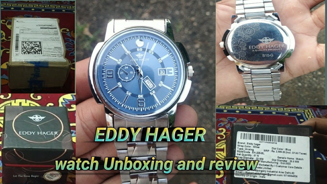 EDDY HAGER Blue watch Unboxing and review - YouTube