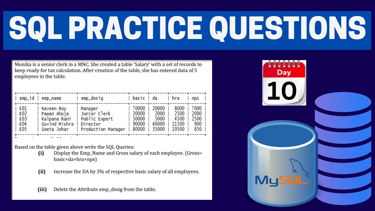 SQL Practice Question 10 #sqlforbeginners #btech #bca #ip # ...