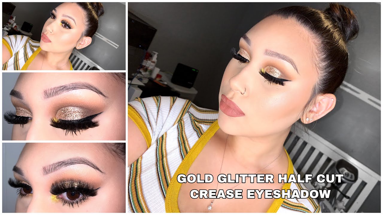 HOW TO CREATE A GOLD GLITTER HALF CUT CREASE EYESHADOW | MMMMITCHELL ...