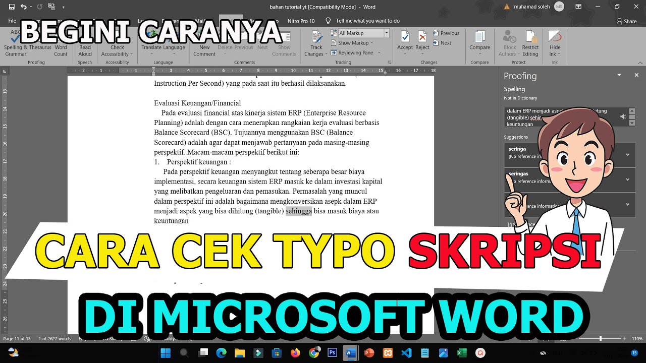 Cara Cek Typo di Microsoft Word Dengan Cepat Buat Skripsi - YouTube