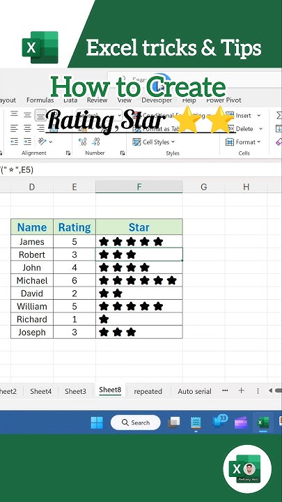 How to Create reating star in Excel Make Easy#Excel tips - YouTube