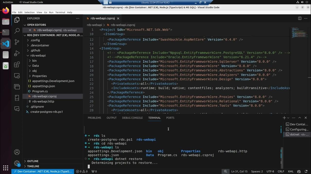 Using Entity Framework inside VS Code Dev Container in Ubuntu 22.04 - YouTube