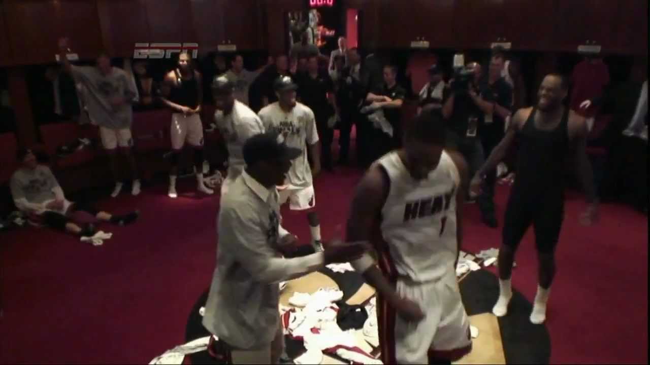 Miami Heat Players celebrate game 7 victory with dance party - YouTube