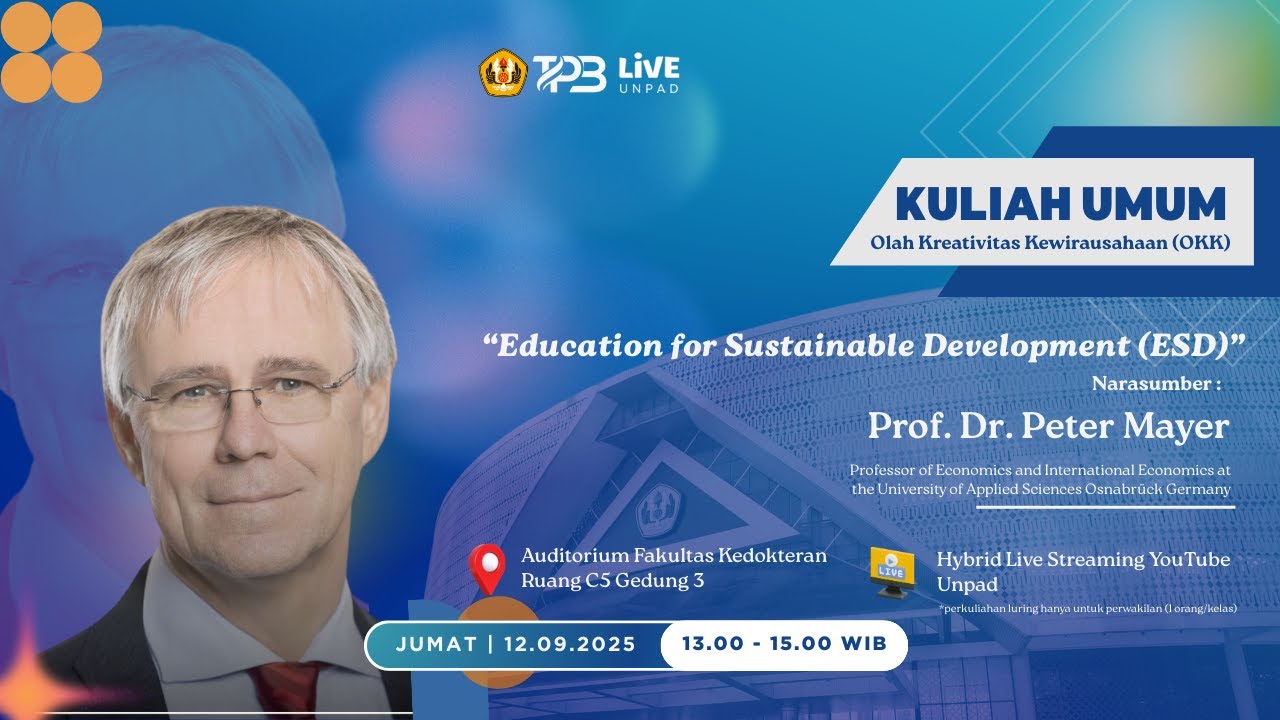 Kuliah Umum TPB - Education for Sustainable Development bersama Prof. Dr. Peter Mayer - YouTube