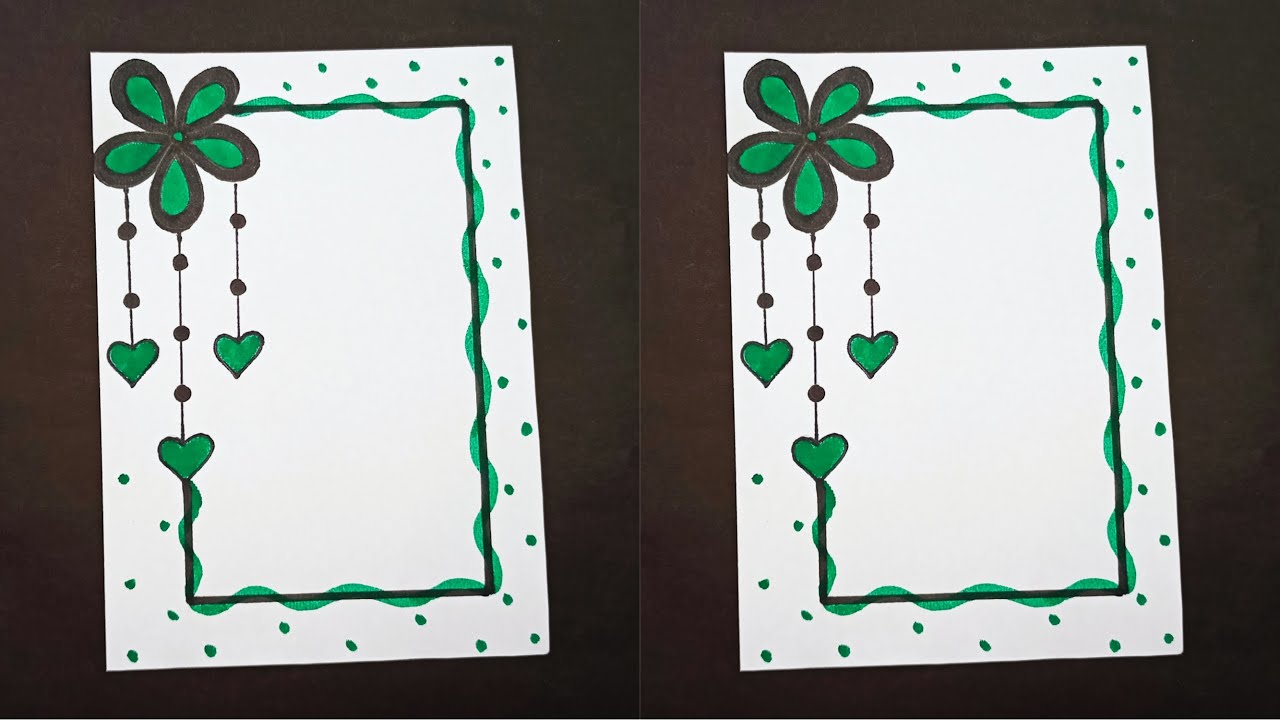 Easy green leaf border design for copy | new Front page decoration for ...