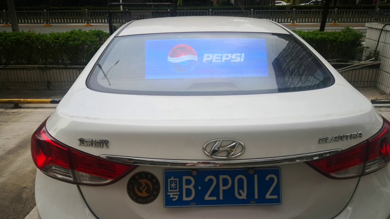 Taxi side/rear window transparent led display display - YouTube