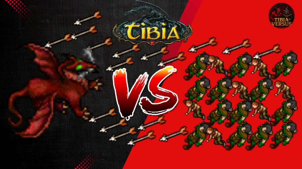 Dragon Lord 🐉🎩 vs 10 Hunters 🏹 | Tibia Versus ⚔️ - YouTube