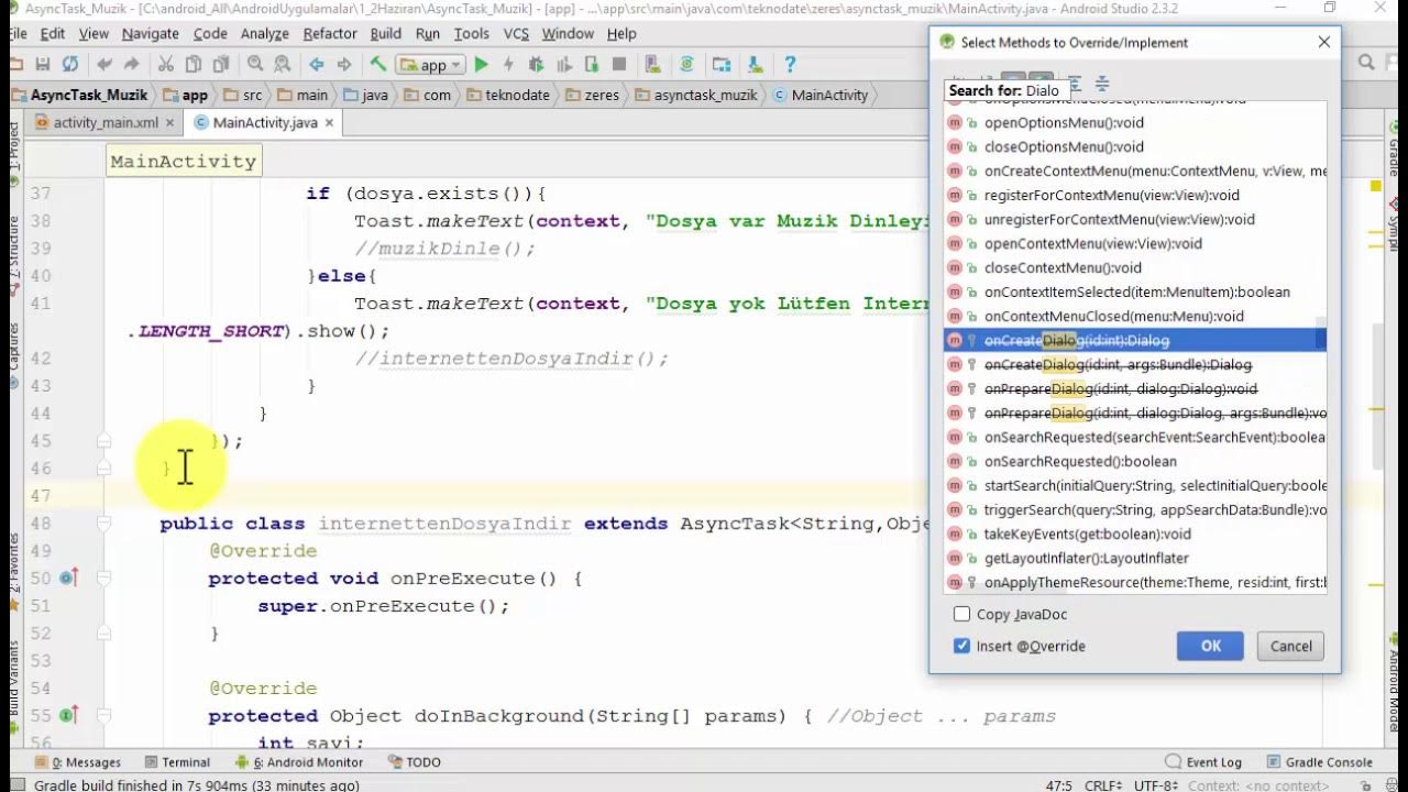 Android Progress Dialog Kullanımı - AsyncTask ile Müzik Indirirken - YouTube