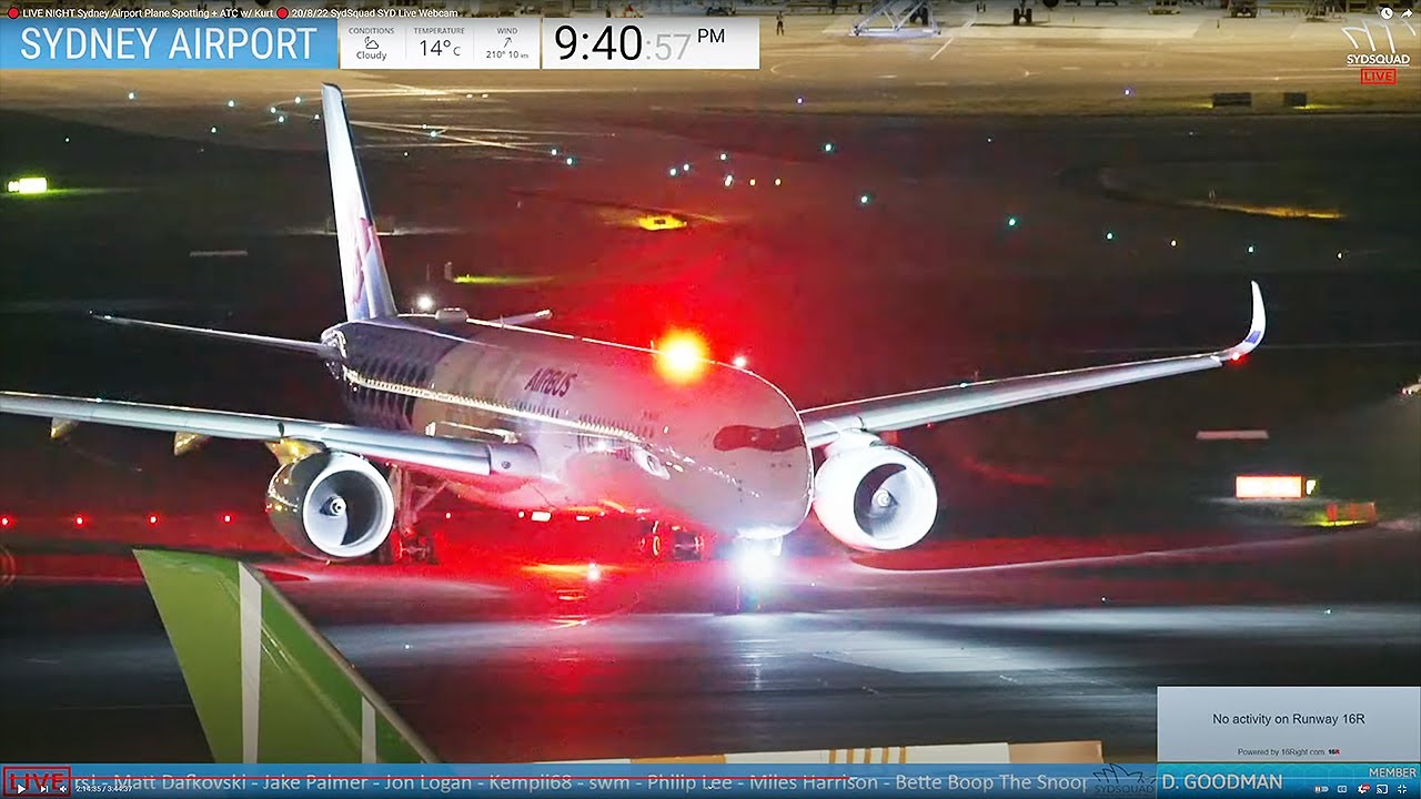🔴 LIVE NIGHT Sydney Airport Plane Spotting + ATC w/ Kurt 🔴 20/8/22 SydSquad SYD Live Webcam ...