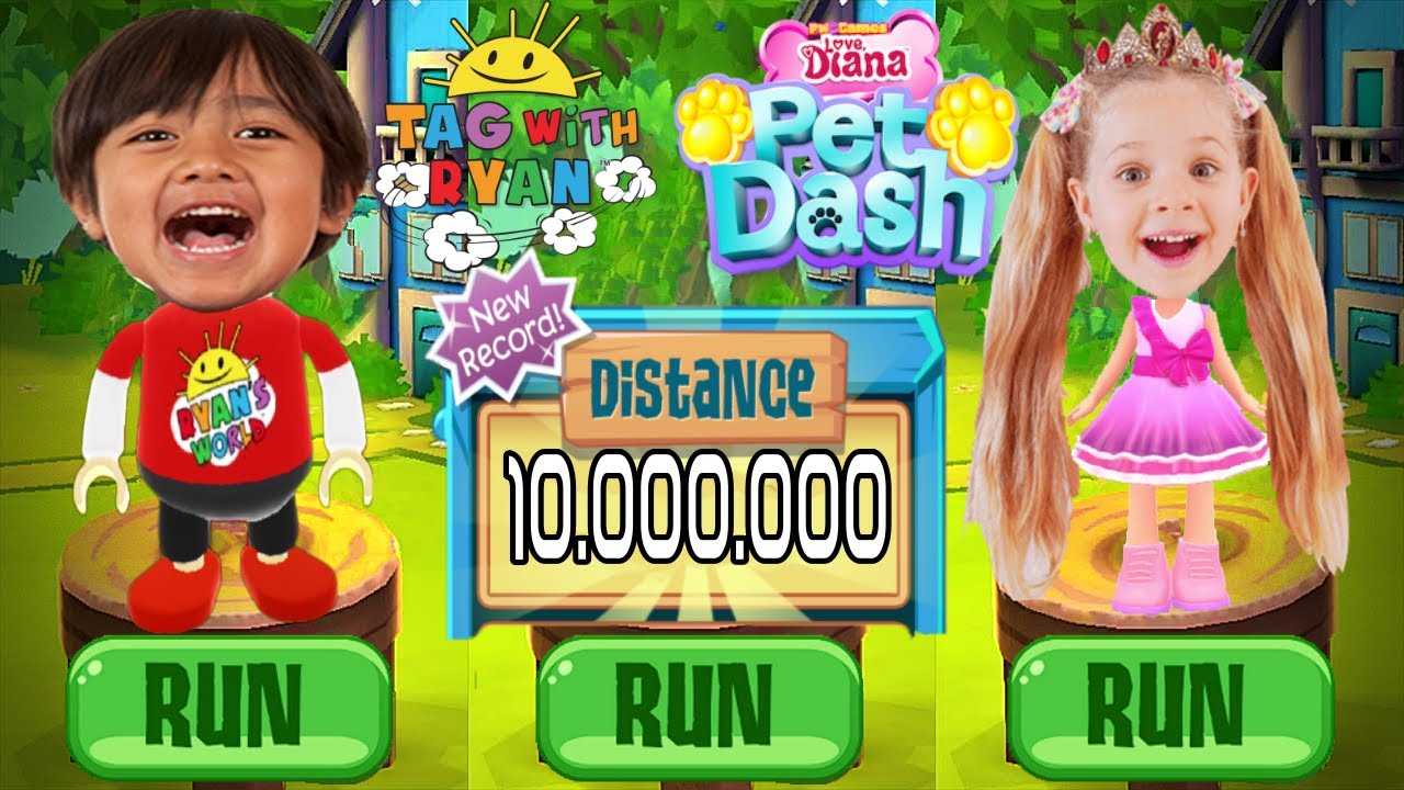 Beating the Highscore in Tag with Ryan and Love Diana Pet Dash - Run ...
