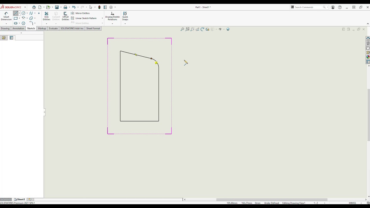 The intersection point of radius in drawing - YouTube