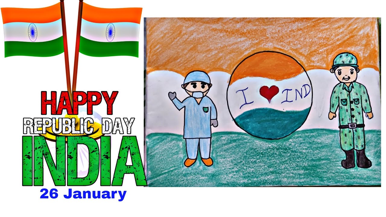 how to draw easy Republic day drawing | Republic day drawing for kids ...