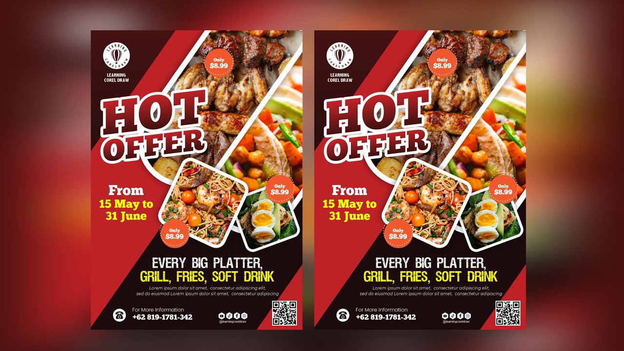 Food flyer design in corel draw - YouTube