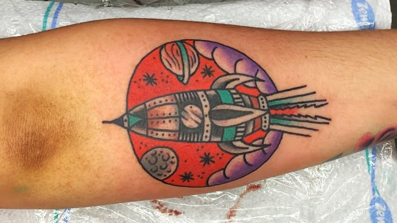 Traditional Rocket Tattoos Premium Vector | Hand Drawn Illustration Of
