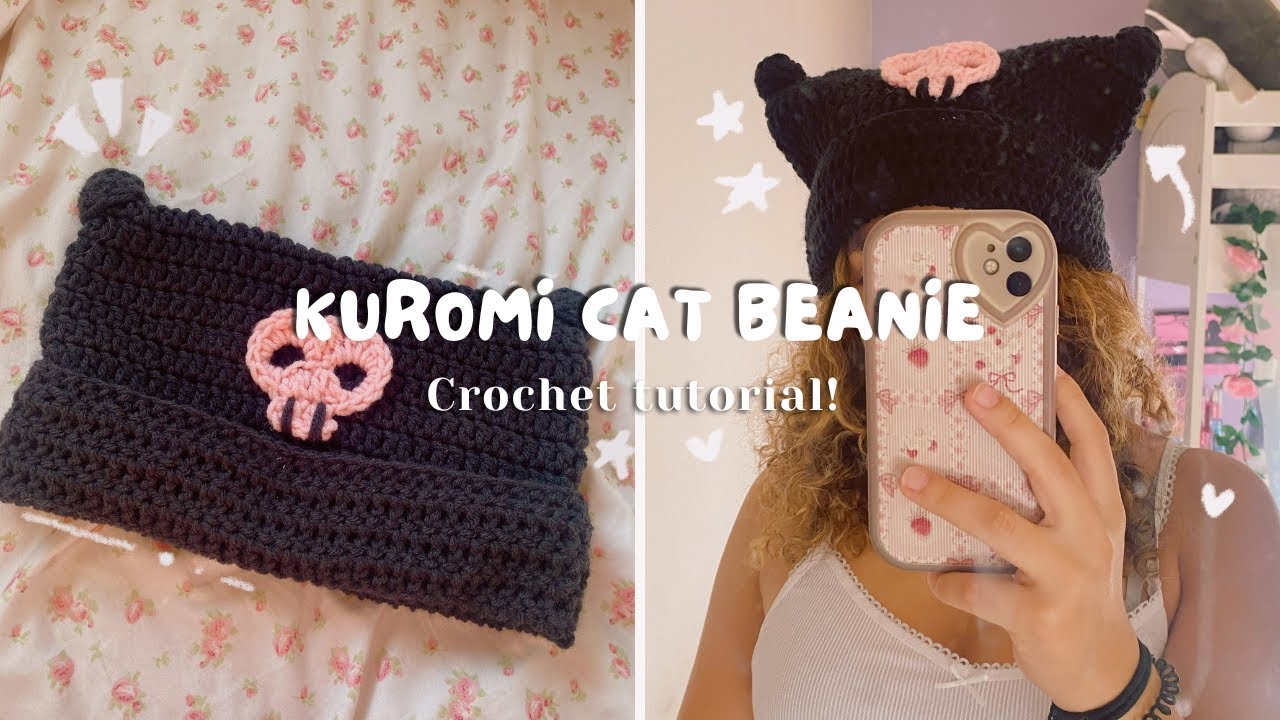 Crochet Kuromi Cat Beanie Tutorial! - YouTube