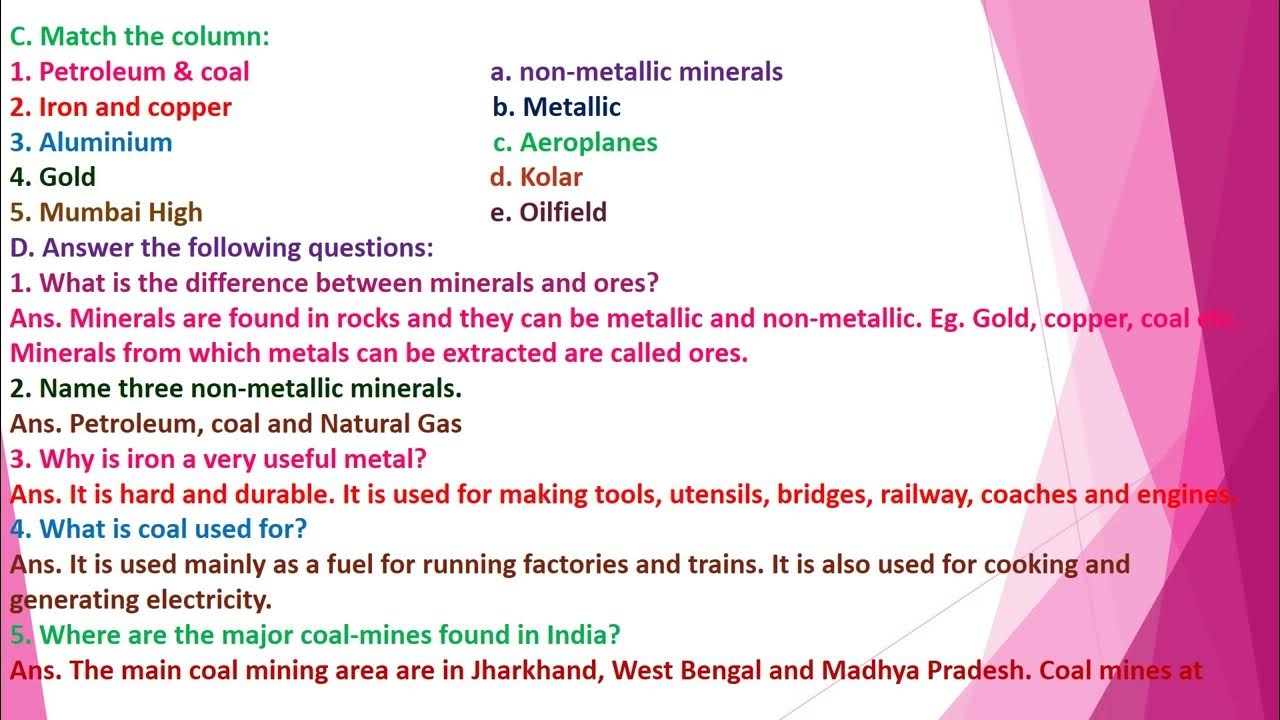 CLASS- IV- SOCIAL STUDIES- CHAP- 12- OUR MINERAL RESOURCES- QUESTIONS ...