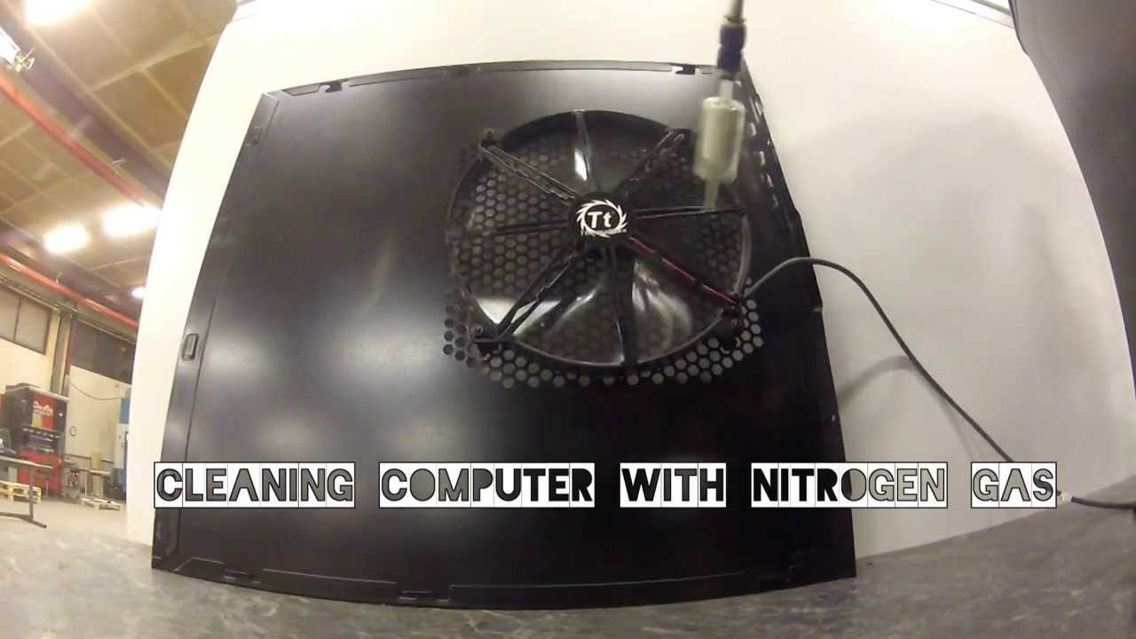 Cleaning dusty PC with nitrogen gas - YouTube