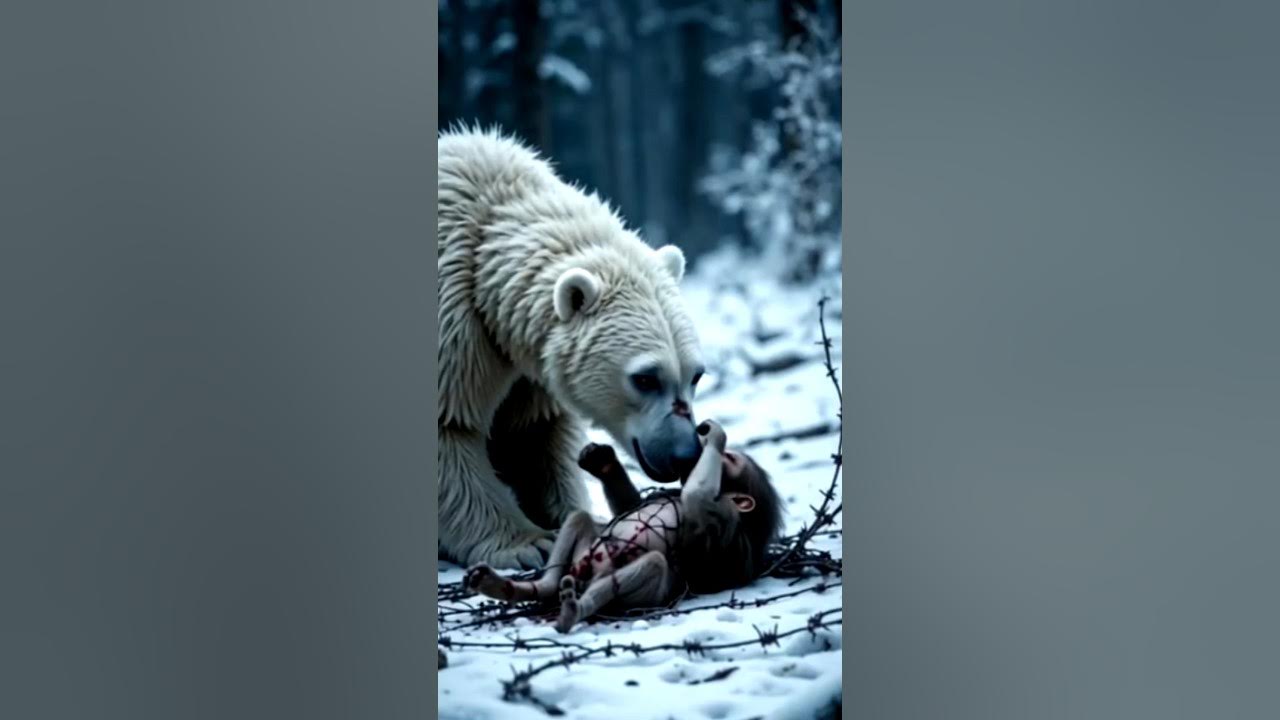 Heroic Polar Bear Leads Human to Save Its Trapped Friend in a Snomy Wilderness #shorts # ...