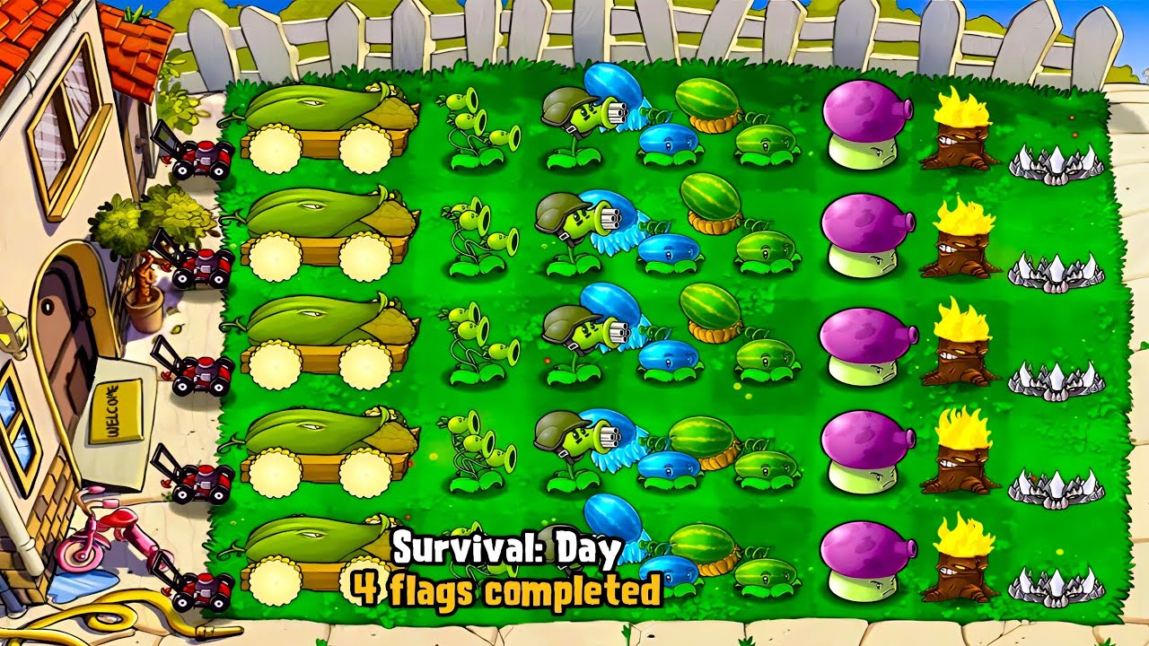 PVZ HACK *SURVIVAL DAY MEGA COMBO VS ALL ZOMBIES* | Pvz Mini Games ...
