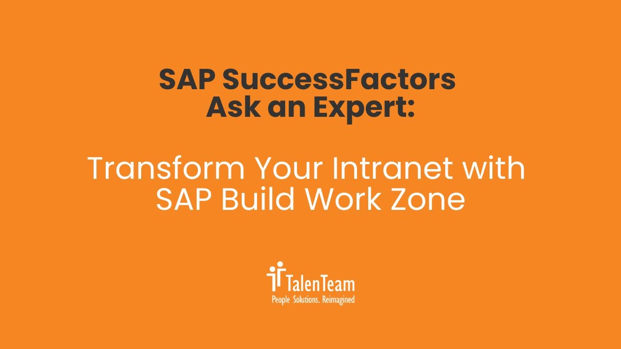 SAP Build Work Zone Demo: Transform Your Intranet - YouTube