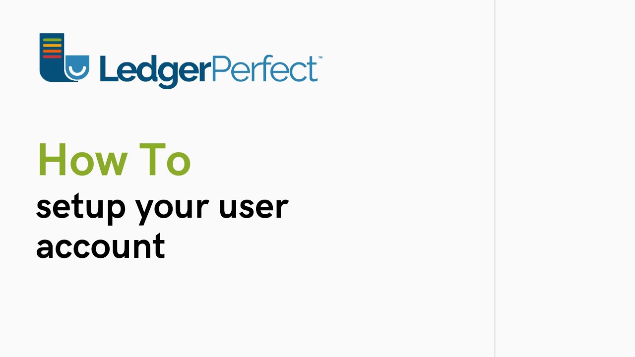 How to setup your account - Ledger Perfect - YouTube