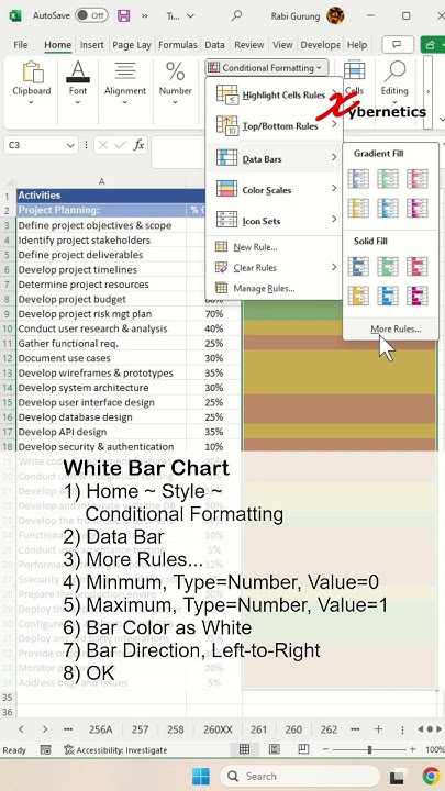 How to create progress bars in Excel with conditional formatting - YouTube