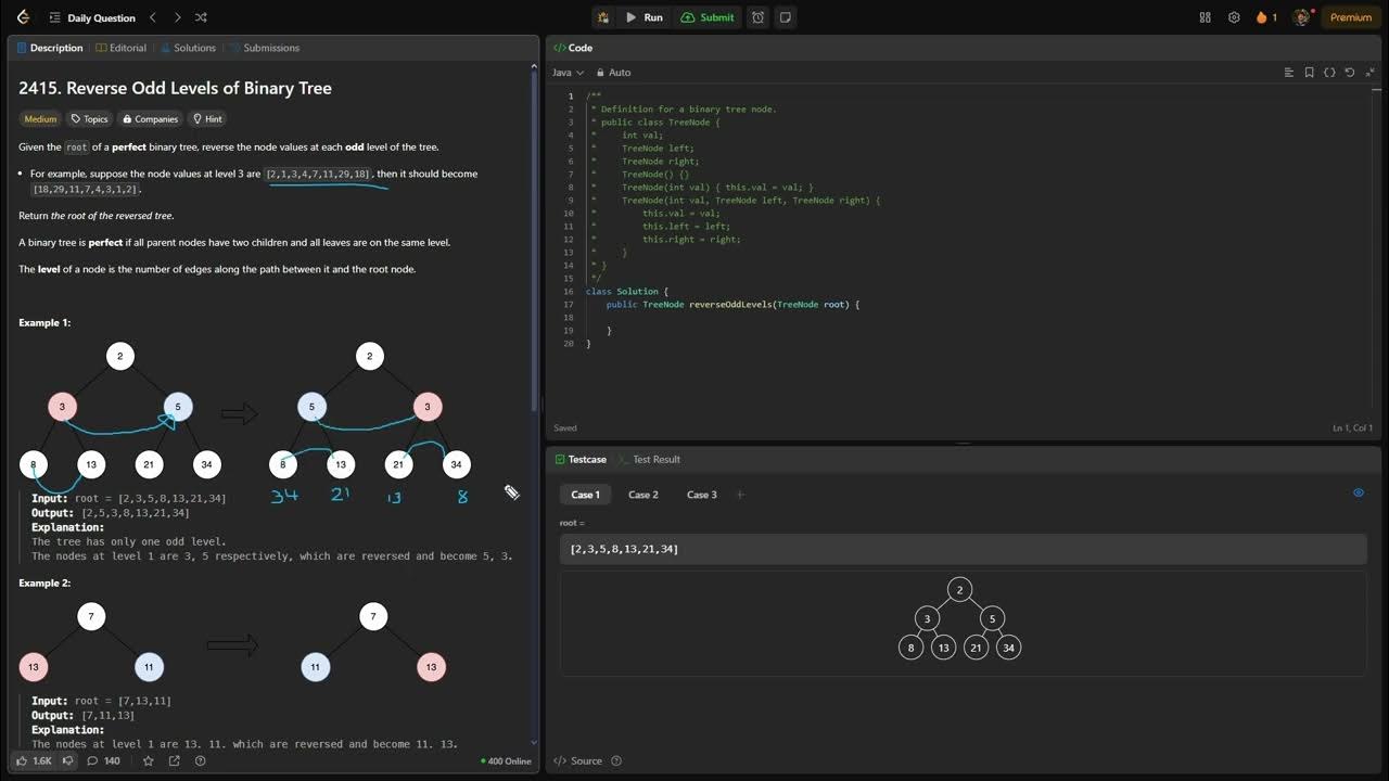 2415. Reverse Odd Levels of Binary Tree - YouTube