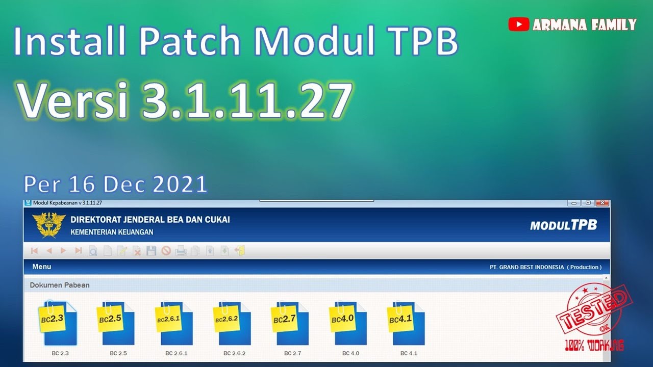 Agar lebih lancar, lakukan Install Update Patch Modul-TPB 11.27 ke V 11 ...