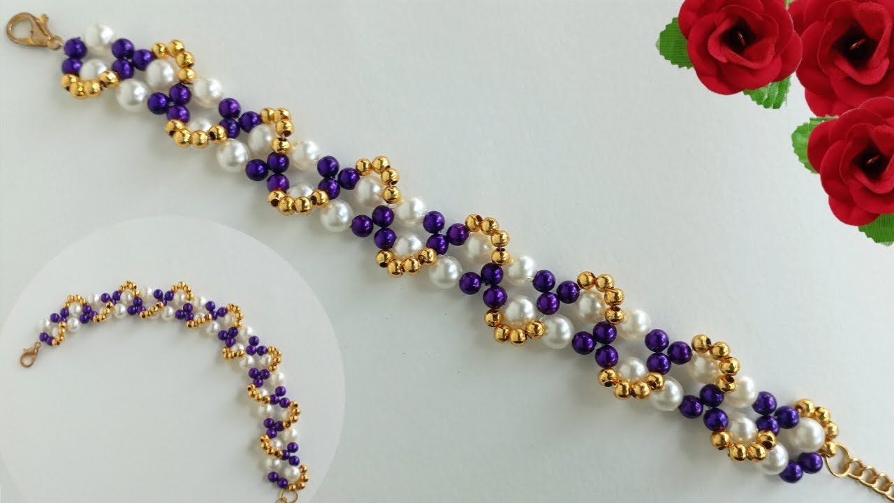 Beaded bracelet || How to make beaded bracelets at home || Easy beaded ...