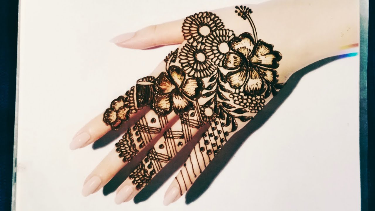 Hibiscus henna design || Floral henna design for beginners || henna tutorial - YouTube