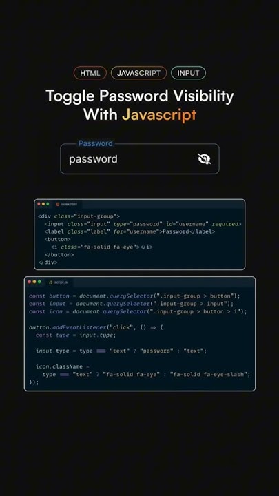 Toggle password visibility with javascript #css #html #javascript - YouTube
