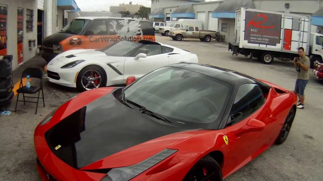 Miami Ferrari 458 Italia Glossy Black Hood, Panoramic Roof, Trunk Vinyl ...