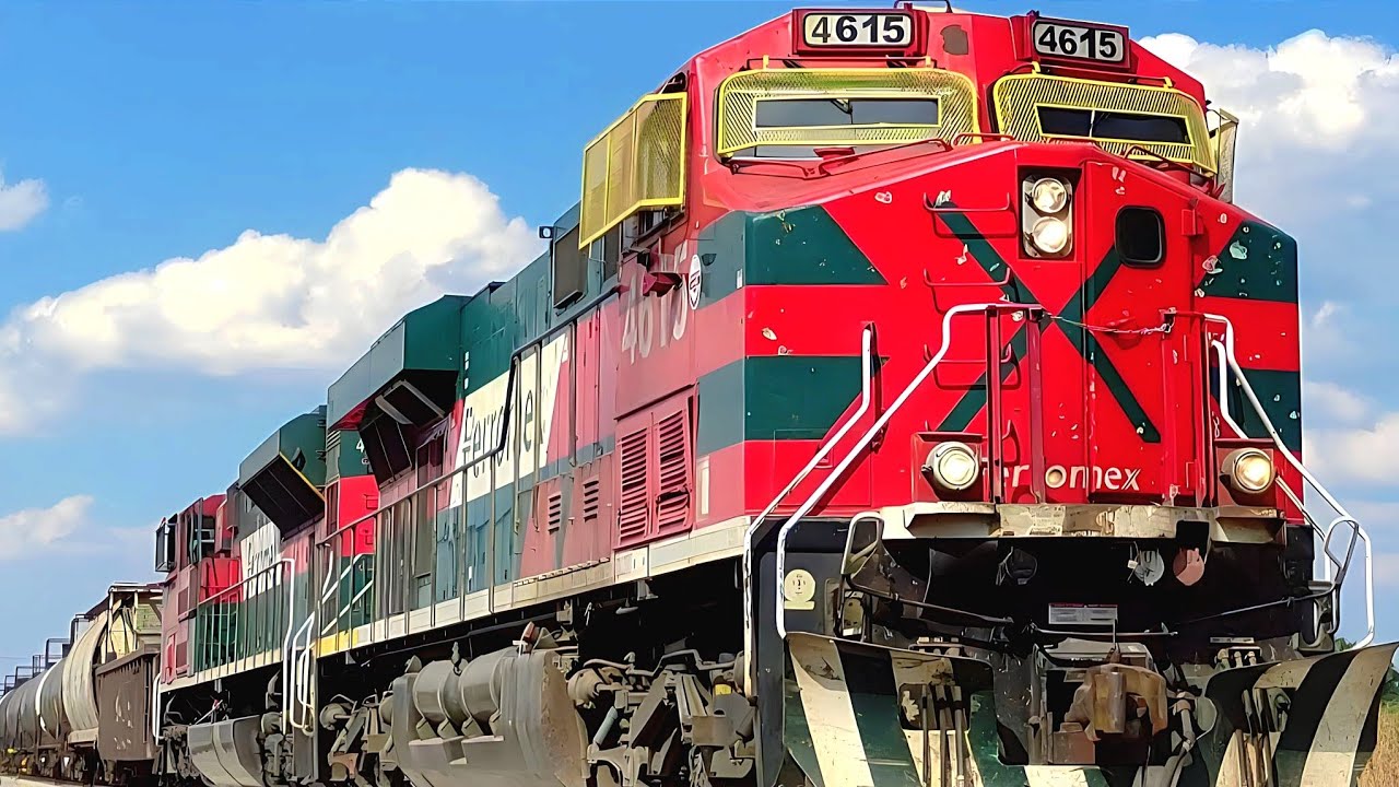 TREN FERROMEX BASTANTE PESADO HACE RUGIR LAS LOCOMOTORAS!!! QIRMZ AL ...