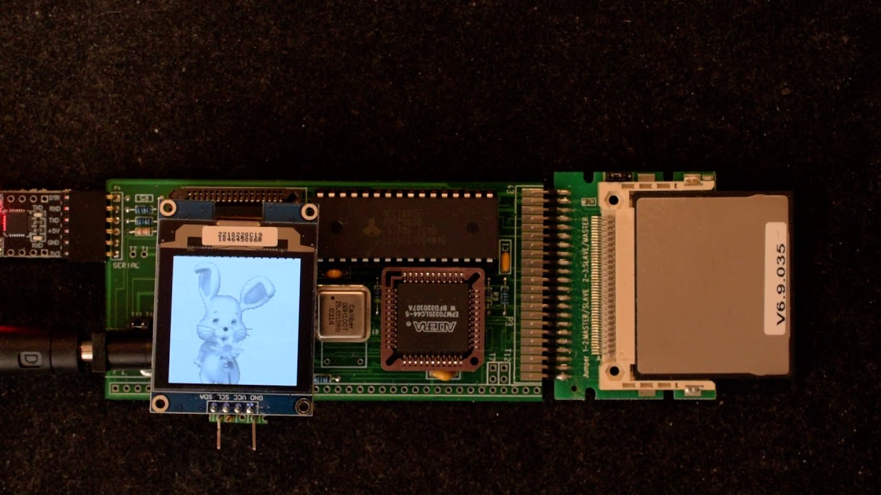 animated GIF on 128x128 grey scale OLED display hosted on ZZRCC - YouTube