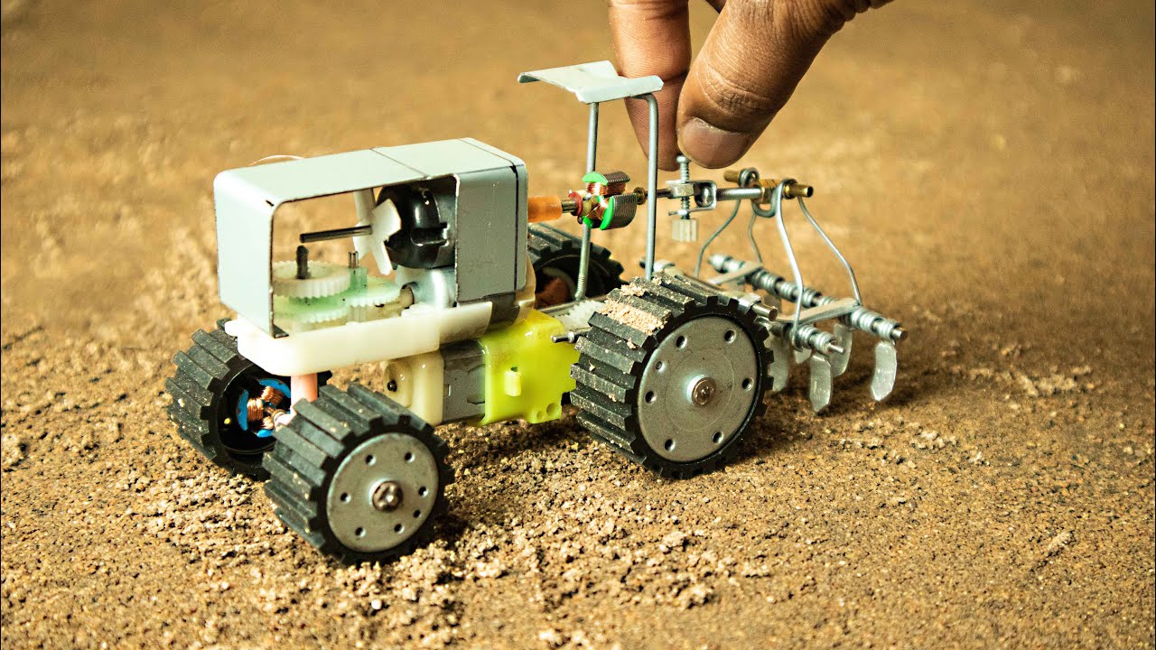 How to make a diy mini tractor machine motor | Science project ...