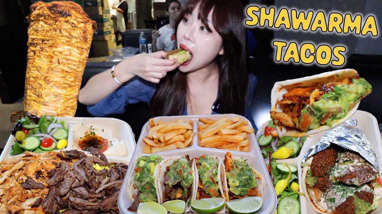 SHAWARMA TACOS and the BEST BAKALAVA! MEDITERRANEAN FOOD MUKBANG at ...