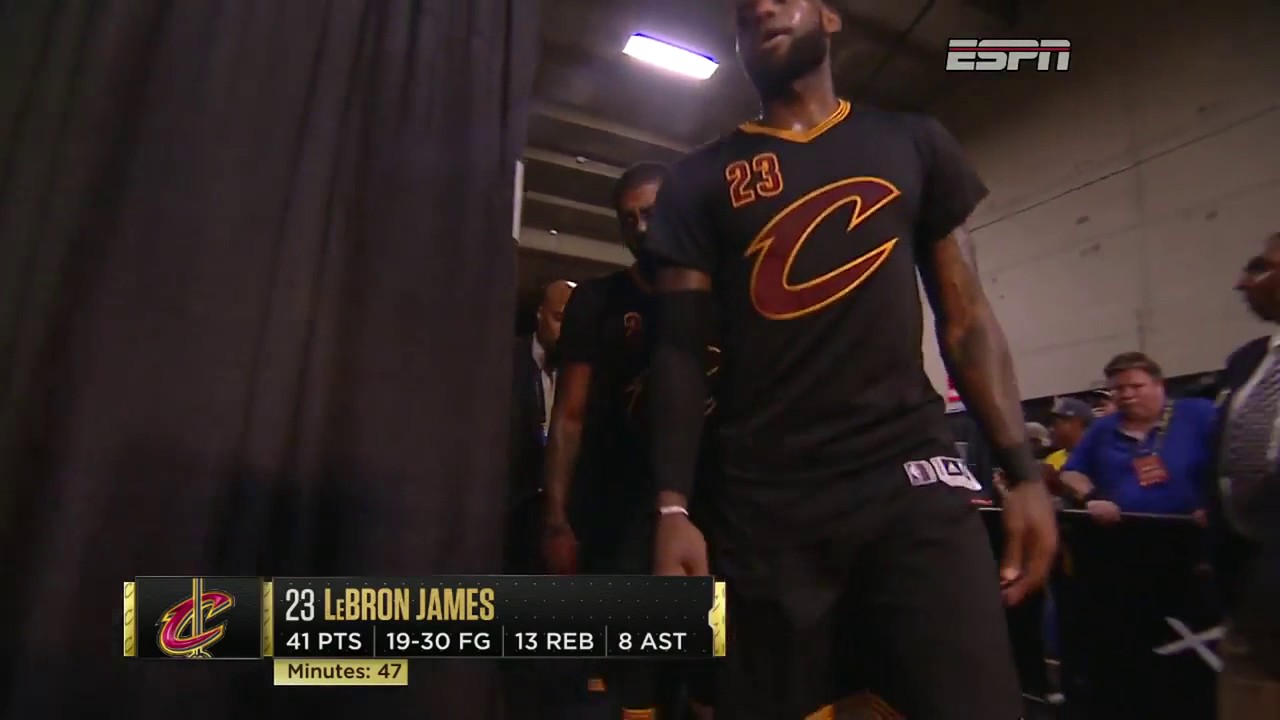 LeBron James Walks Back To The Locker Room After Warriors Win 2017 NBA ...