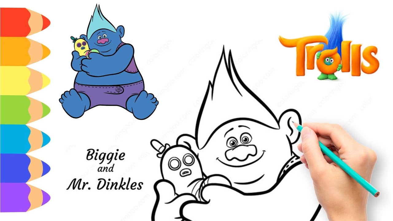 Draw Trolls Characters | Drawing BIGGIE From Trolls - YouTube