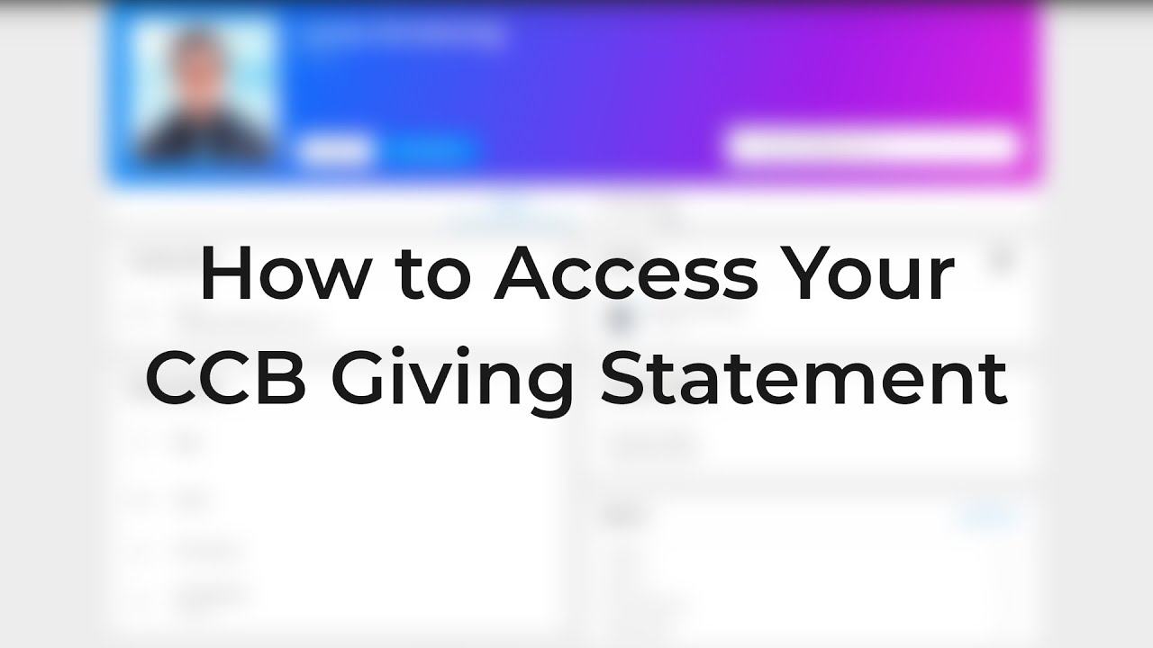 How to Access Your CCB Giving Statement - YouTube