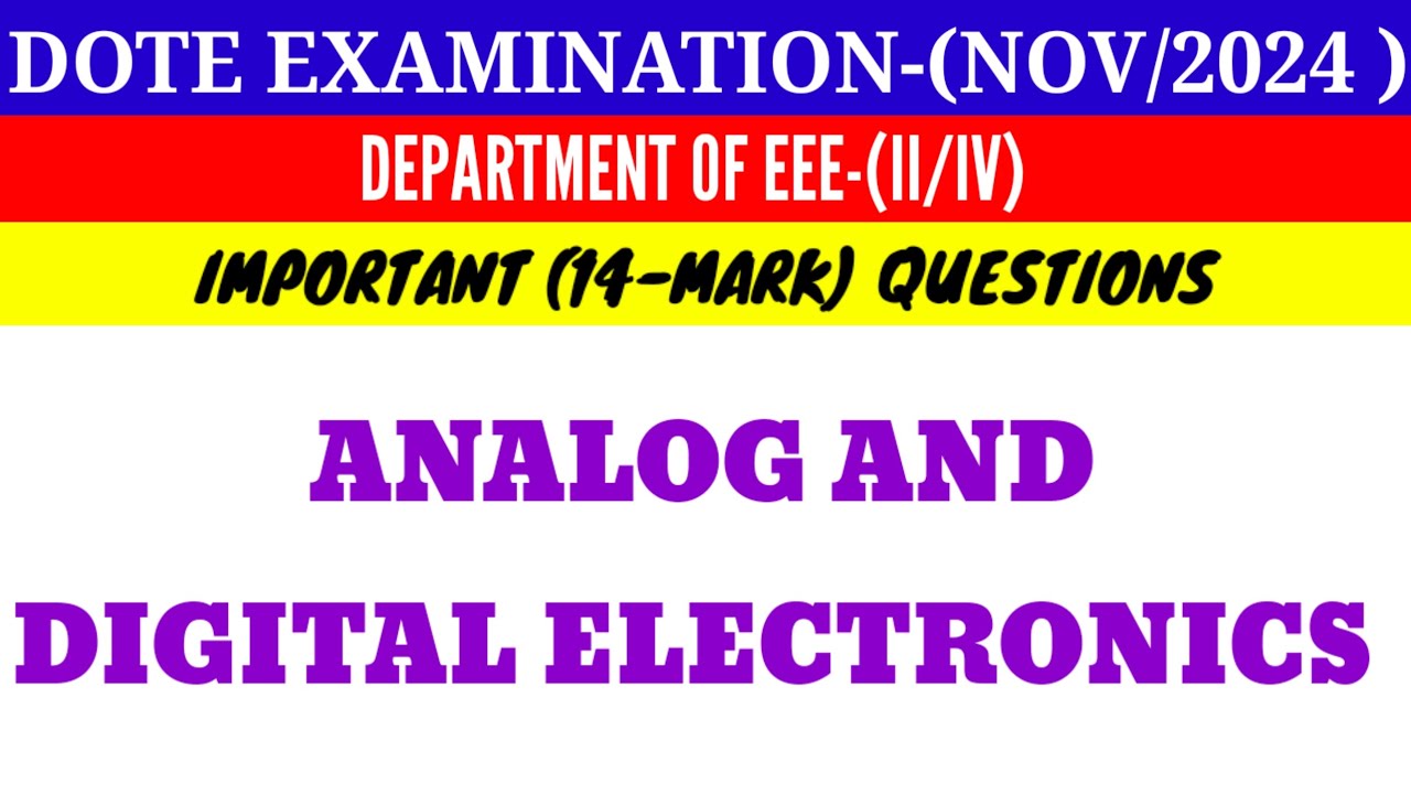 Analog And Digital Electronics Important Questions - YouTube