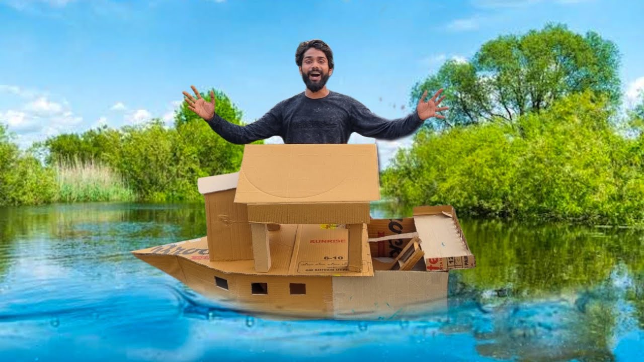 amazing || Cardboard se banaya boat || making a beautiful looking boat ...