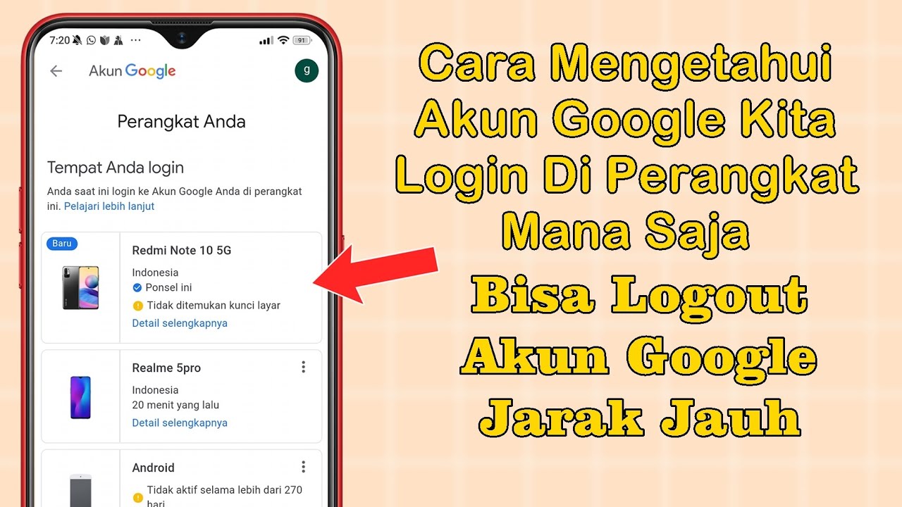 Cara Mengetahui Akun Google Login Di Perangkat Mana Saja - YouTube