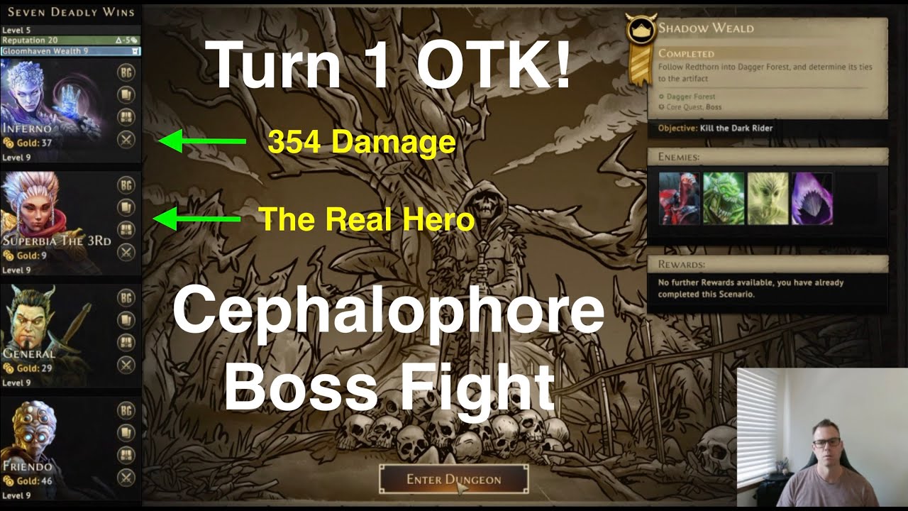 Shadow Weald | Win Turn 1 | Cephalophore Boss Fight | Gloomhaven Deadly Difficulty - YouTube