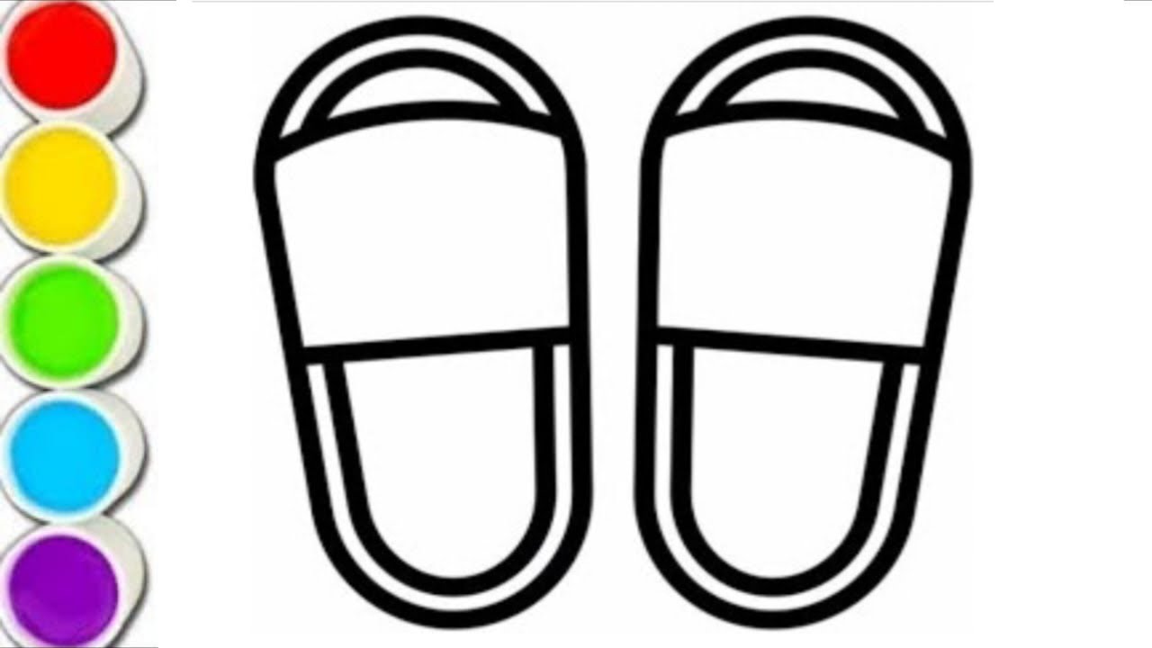 Slipper drawing , Painting and Coloring For Kids and Toddlers - YouTube