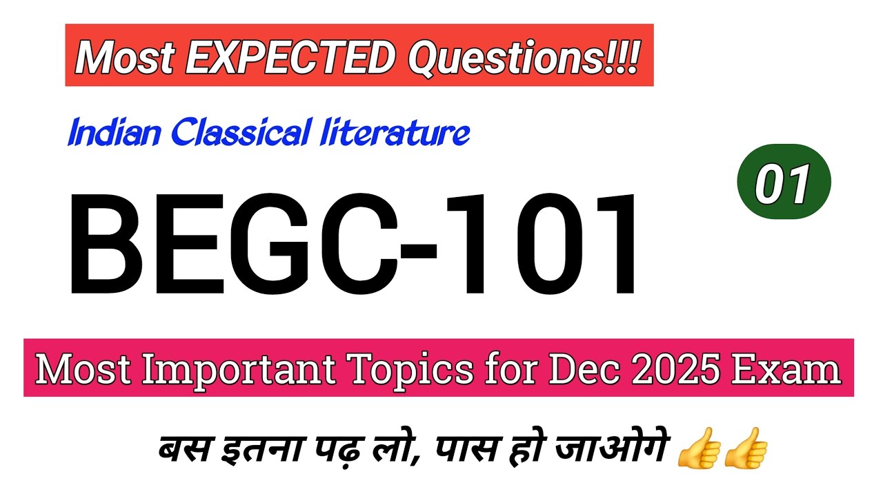 BEGC-101| Important Questions | begc101 Indian Classical Literature ...