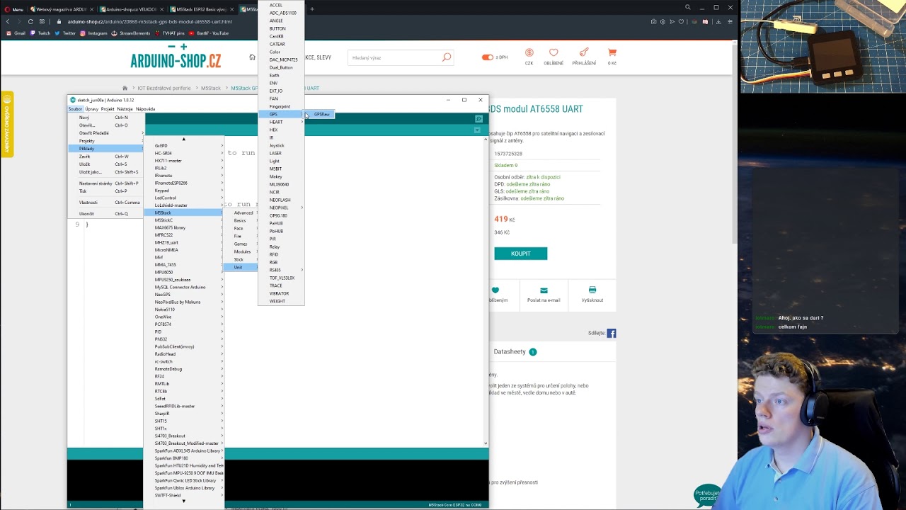 Arduino Návody | Stream M5 Stack GPS modul AT6558 - YouTube