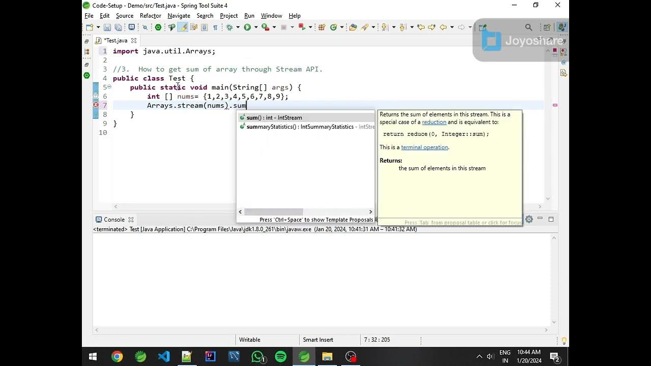 Get sum of array through Stream API in Java 8 - YouTube