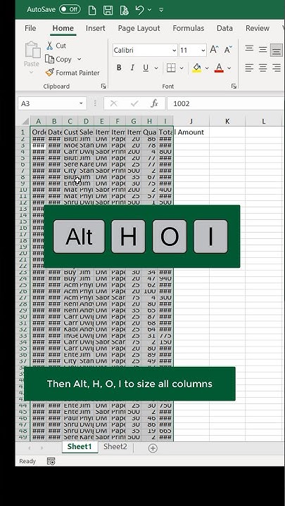 Quickly Resize Columns and Rows in Excel - YouTube