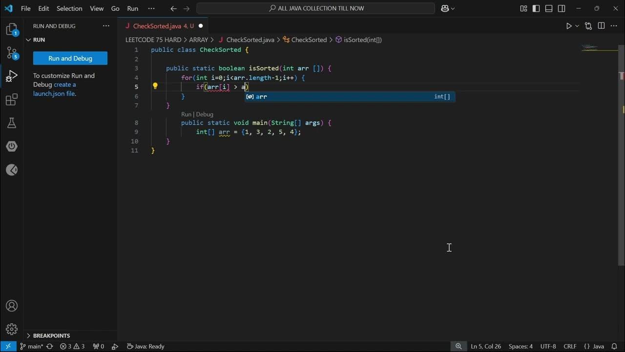 Check array is sorted or not #java #coding #programming - YouTube