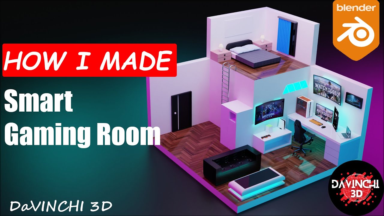 Smart Gaming Room in Blender - 3D Modeling Process | DaVINCHI 3D 🇱🇰 ...